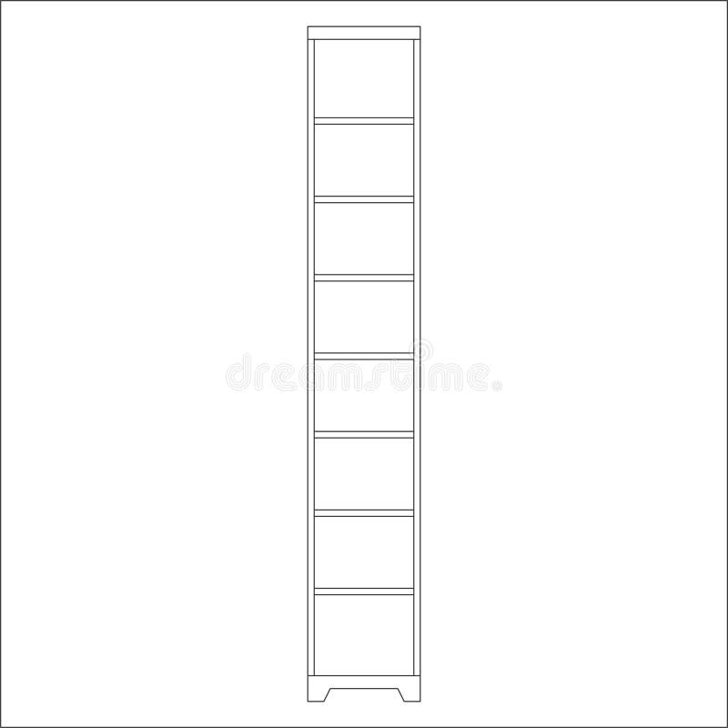 Outline Bookcase Vector Icon. Isolated Black Simple Line Element ...