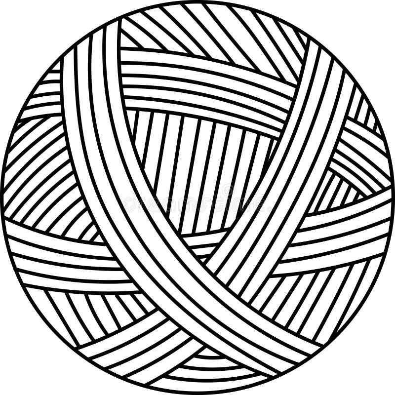 Vector Illustration Outline Drawing or Yarn Ball for Knitting Stock ...