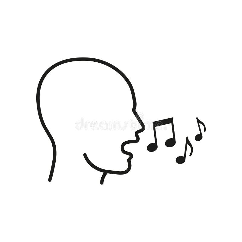 Vector Illustration of Outline Head Silhouette Singing. Stock Vector ...
