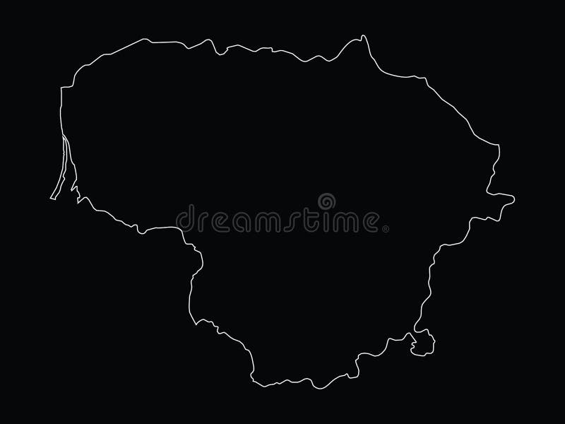 Map of Lithuania Black Thick Outline Highlighted with Neighbor ...