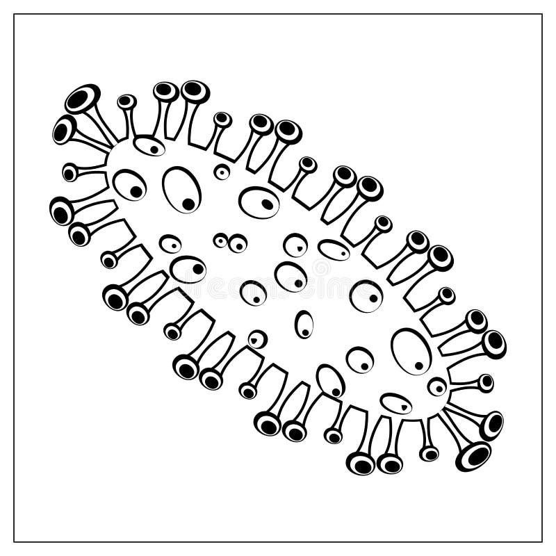 Vector Illustration with Outlines of Bacteria, Virus, Cells, Germs or ...