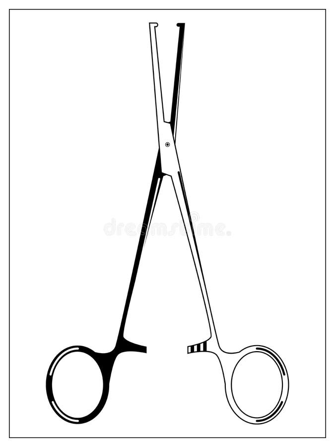 Vector Illustration with Outlines of Medical Tools, Forcep and Clamp ...