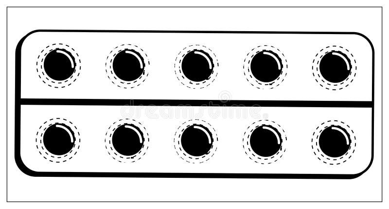 Vector Illustration with Outlines of Packing Blister with Capsules and ...