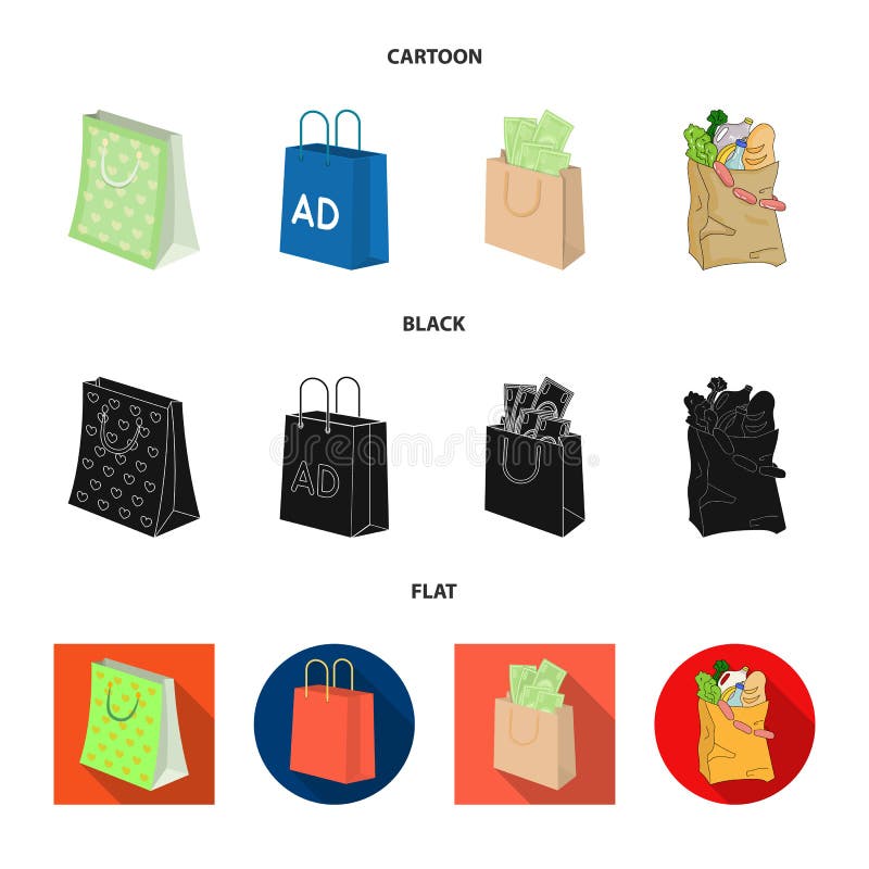 Vector Illustration of Package and Food Sign. Collection of Package and ...
