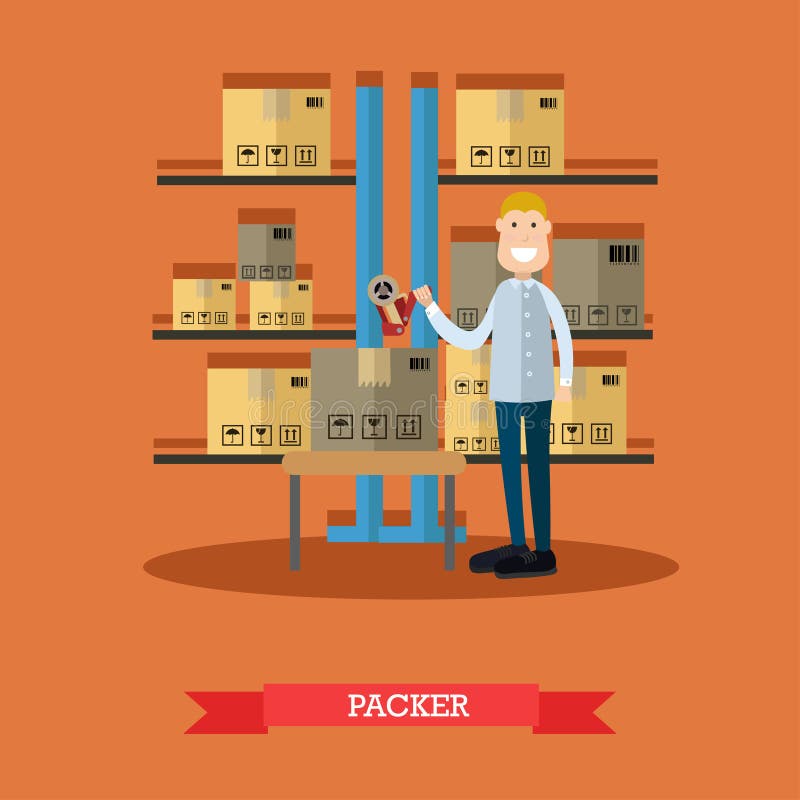 Vector Illustration of Packer in Flat Style Stock Vector - Illustration ...
