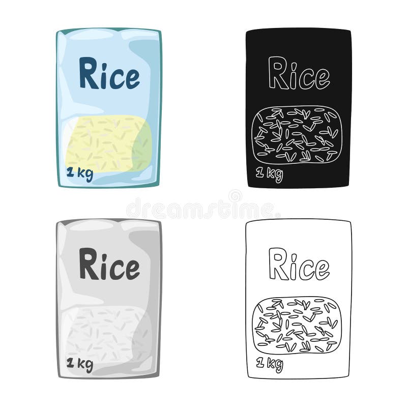 Vector Illustration of Packet and Rice Symbol. Collection of Packet and ...
