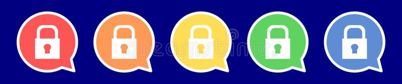 Speech Bubble Padlock Icon. Lock Icon in Various Colors. Stock Vector ...
