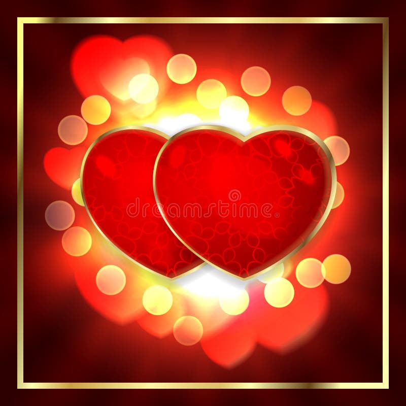 Vector Illustration of Pair Valentine Heart on Abstract Background ...