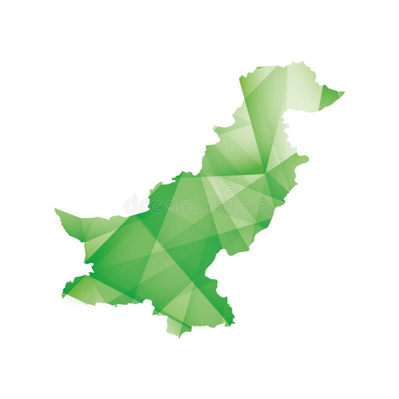 Vector Illustration of Pakistan Map with Green Colored Geometric Shapes ...