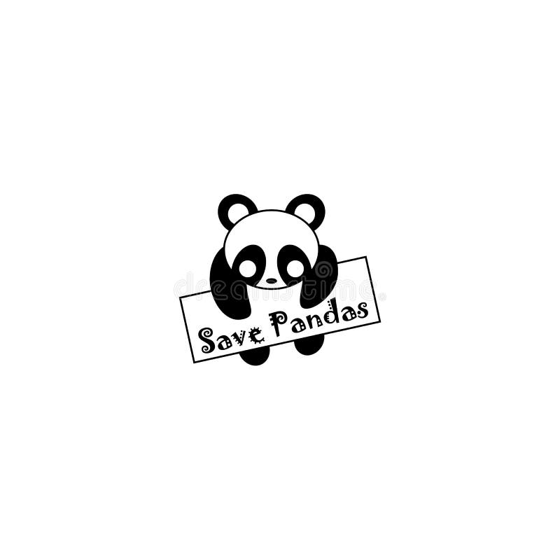 Vector Illustration of Panda Bear Holding the Poster Save Panda. Simple ...