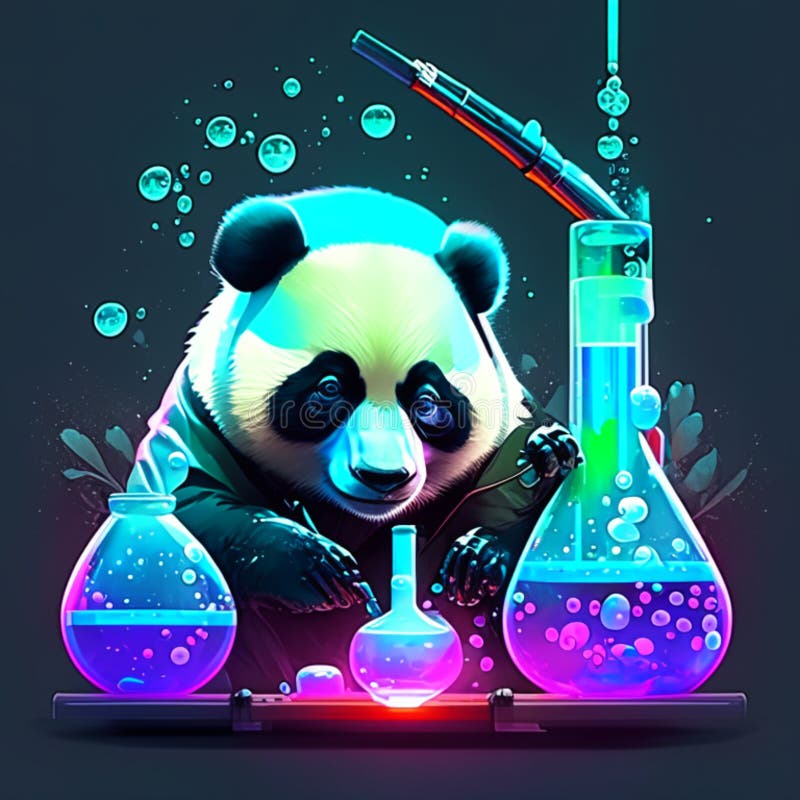 Panda in the Laboratory. Vector Illustration of a Panda in a Lab Coat ...