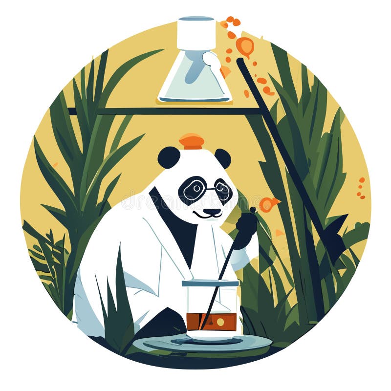 Vector Illustration of a Panda Scientist in a Lab Coat and Glasses AI ...