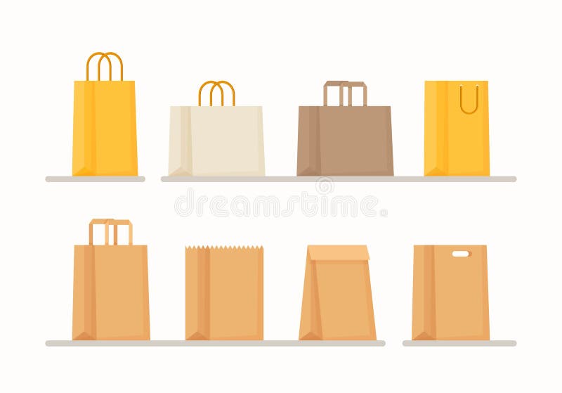 Vector Illustration of a Paper Bag. Stock Vector - Illustration of ...