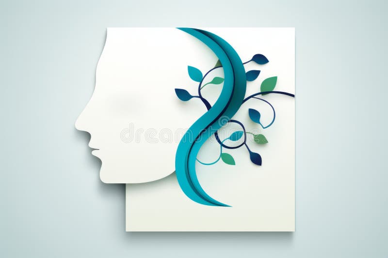 Vector Illustration of a Paper Cutout of a Human Head with Leaves on it ...