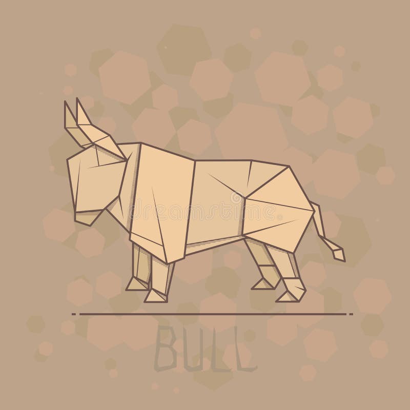 Origami Bull with Print Colors Stock Vector - Illustration of japan ...