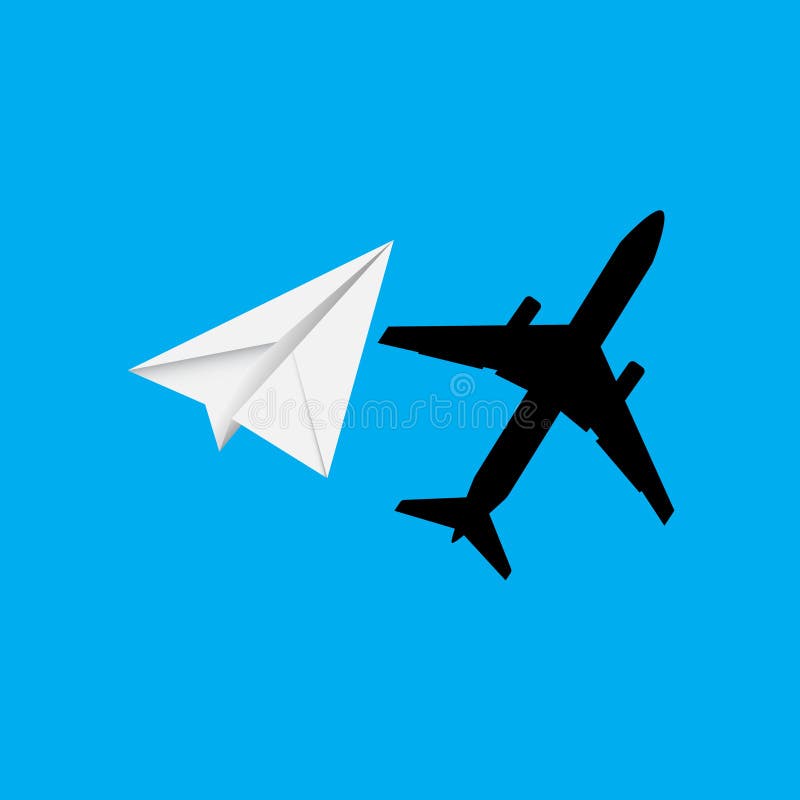 Paper Plane with Real Plane Shadow Stock Vector - Illustration of ...