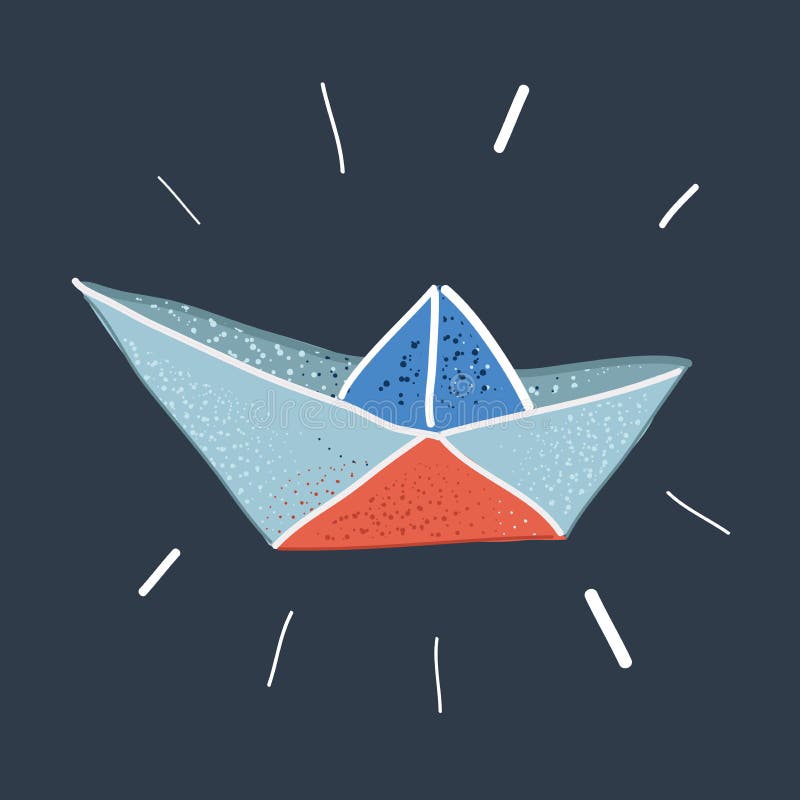 Vector Illustration of Paper Ship on Dark. Stock Vector - Illustration ...