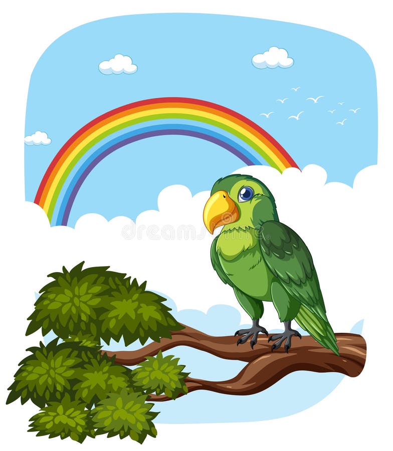 A Parrot with a Vibrant Rainbow Stock Vector - Illustration of perching ...