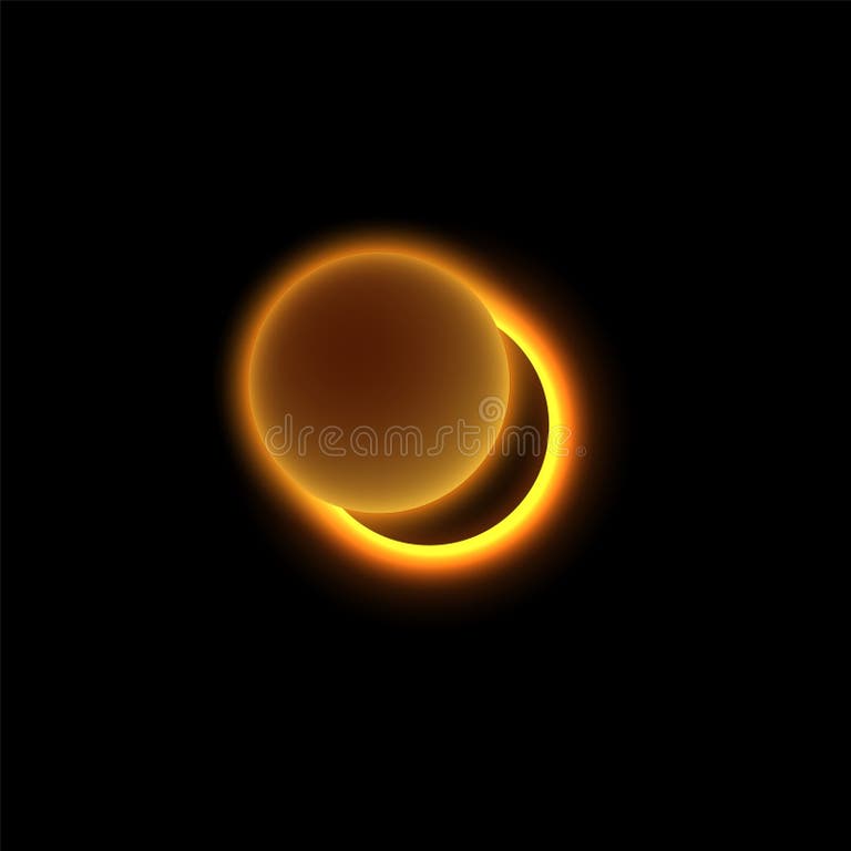 Vector Illustration of Partial Eclipse with Bright Shining Yellow Light ...
