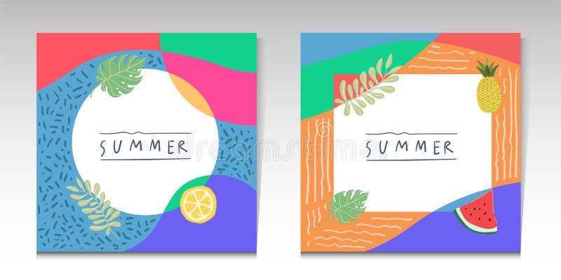 Vector Illustration Pastel Colors Summer Background for Social Media ...
