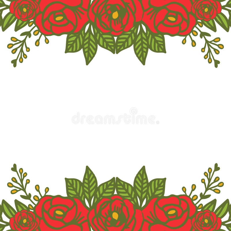 Vector Illustration Pattern Art Rose Red Flower Frame with Backdrop ...
