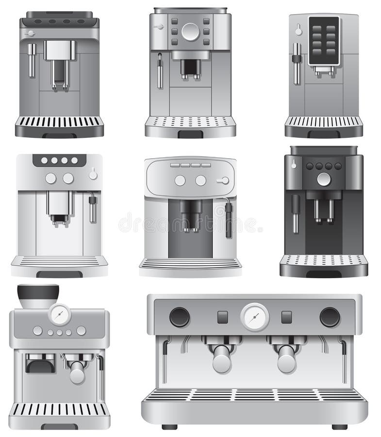 Vector Illustration Pattern Collection of Espresso Machines,with ...