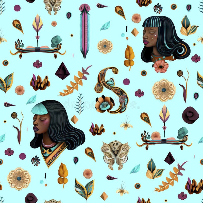 Vector Illustration Pattern. Indigenous Style. Abstract Plants, Flower ...