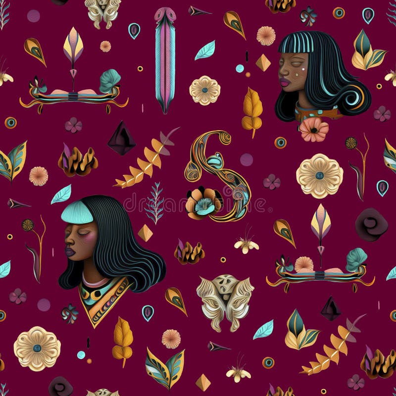 Vector Illustration Pattern. Indigenous Style. Abstract Plants, Flower ...