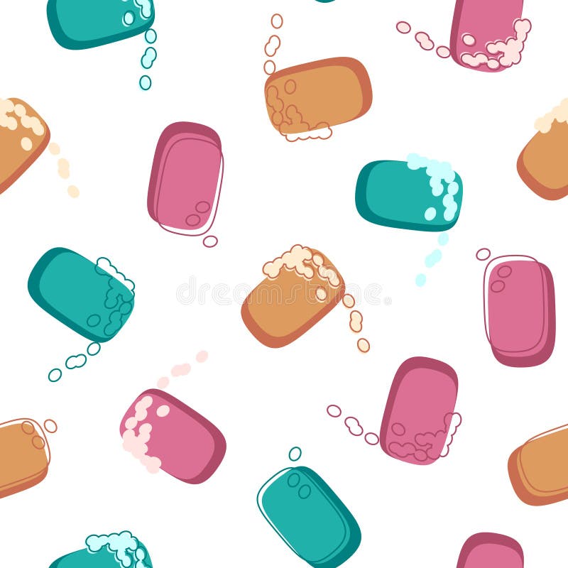 Vector Illustration of Pattern, Rectangular Shape Soap with Foam ...