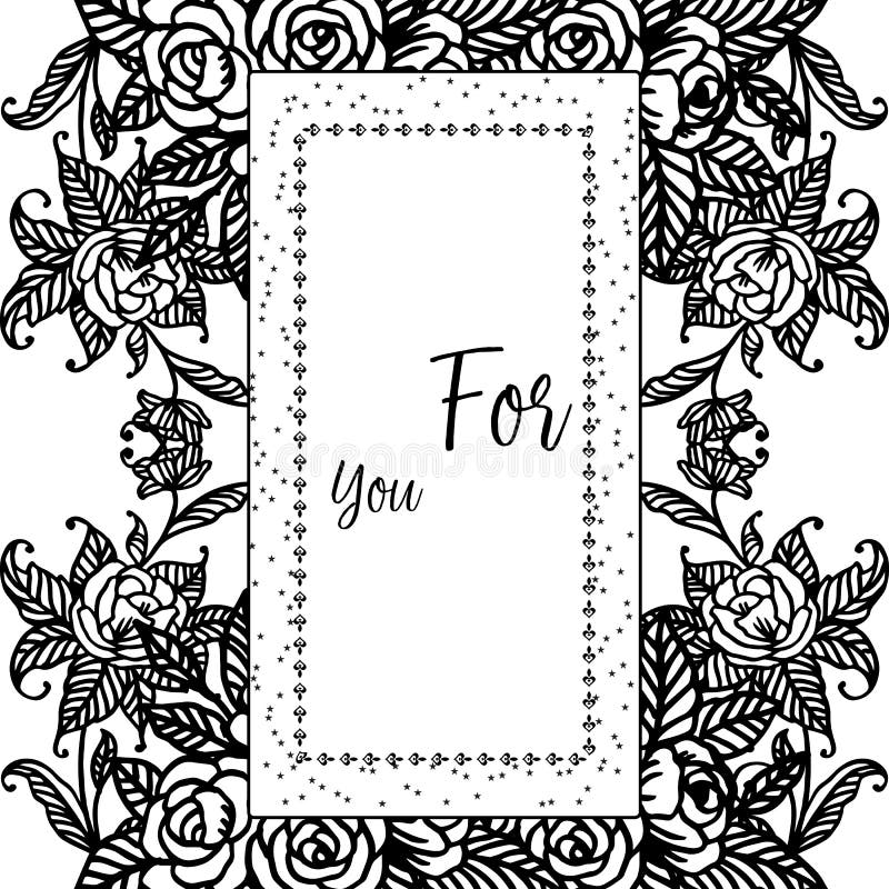 Vector Illustration Pattern Wreath Frame with Lettering for You Stock ...