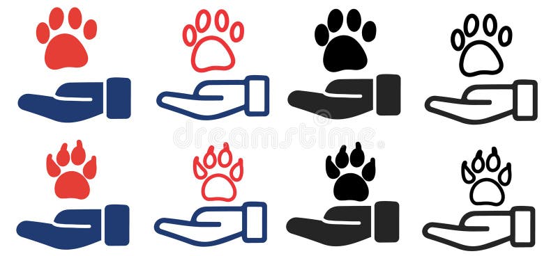 Vector Illustration of Paw in Hand Icon Set Isolated. Vector ...