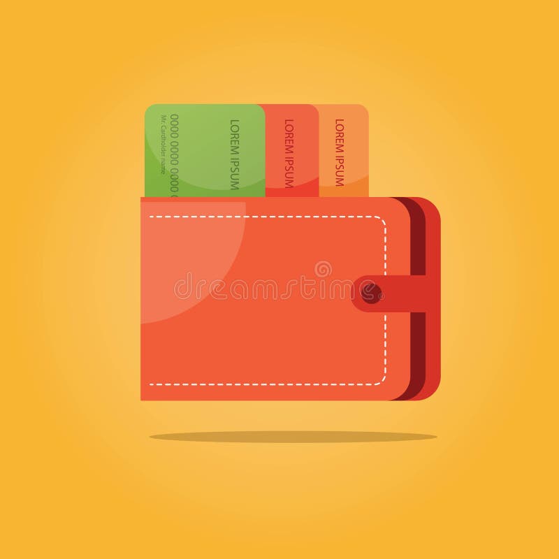 Vector Illustration of Payment Symbols. Wallet with Credit Card Stock ...