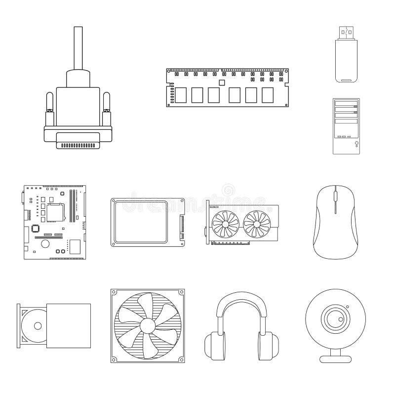 Vector Illustration of Pc and Component Icon. Collection of Pc and ...