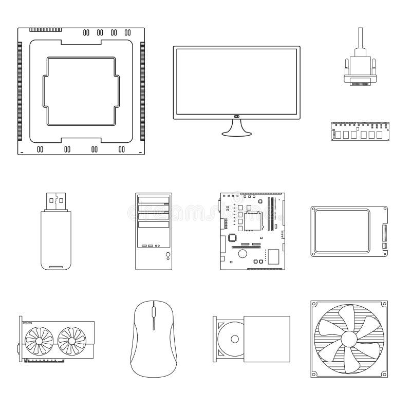 Vector Illustration of Pc and Component Logo. Collection of Pc and ...