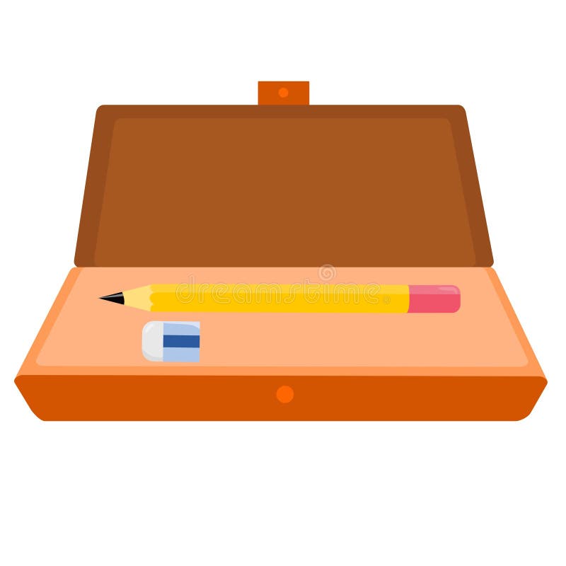 Vector Illustration of a Pencil Box Containing a Pencil and Eraser ...
