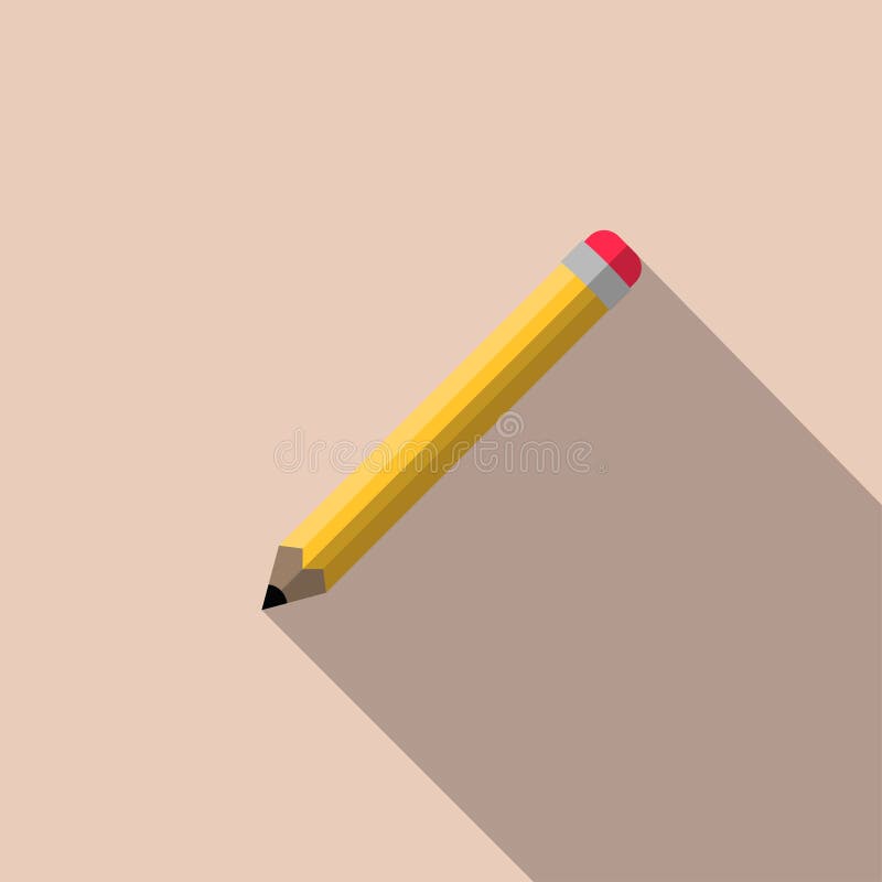 Vector Illustration of a Pencil with Long Shadow Stock Illustration ...