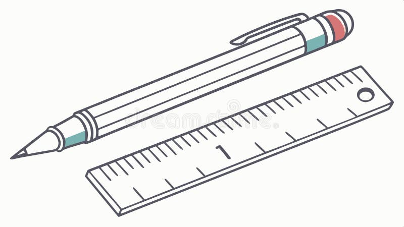 Pencil and Ruler Illustration, Drafting and Measuring Tools Vector ...