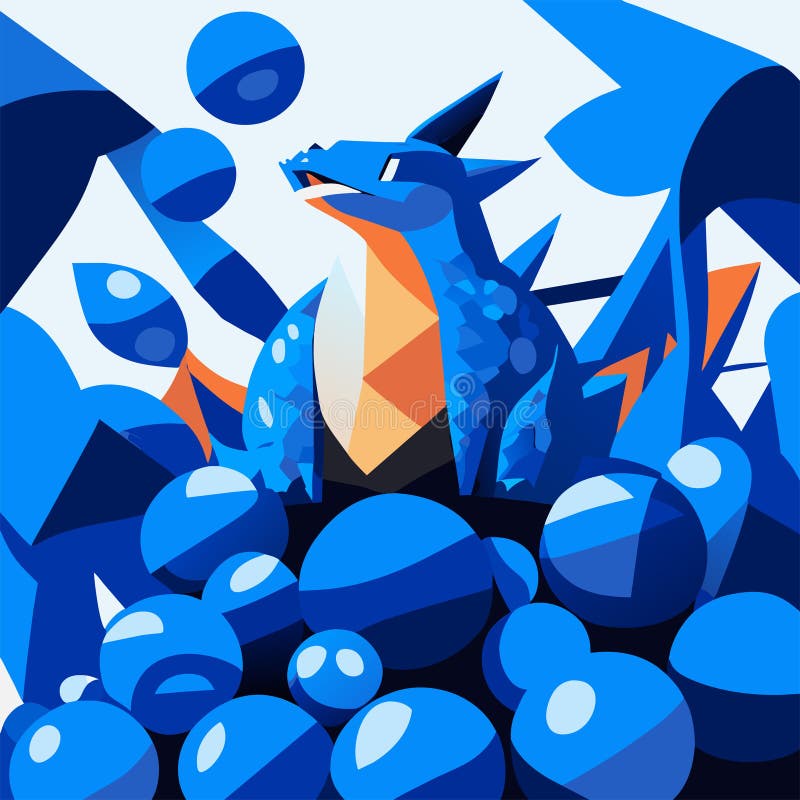 Vector Illustration of a Penguin on a Background of Blue and White ...