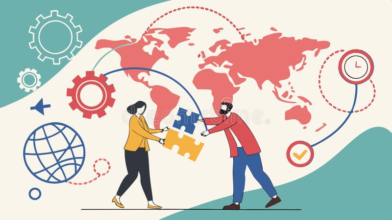 World Map Teamwork, Global Collaboration and Partnership Vector Design ...