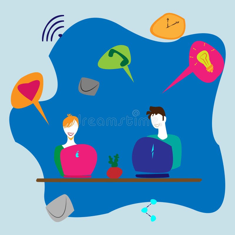 People Communicate Using Their Laptops Stock Vector - Illustration of ...