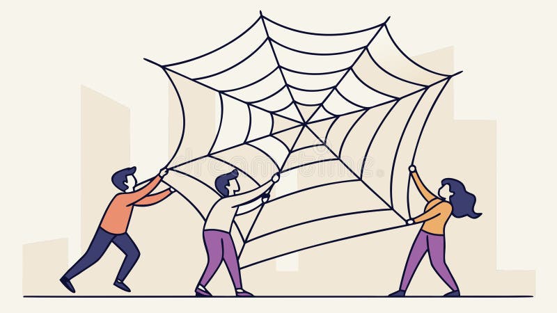 Weaving a Giant Spider Web, Interconnected Network, Vector Design ...