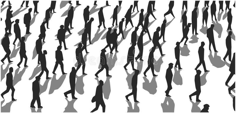Stylized Illustration of Marching Crowd in Perspective Stock ...