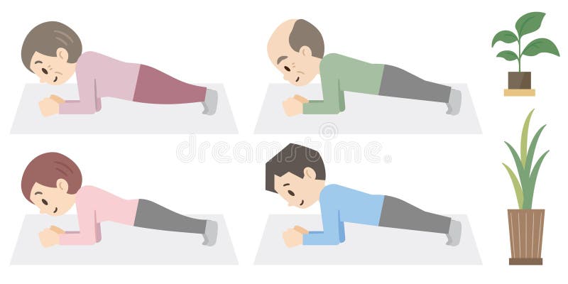 Vector Illustration of People Doing Plank Stock Illustration ...