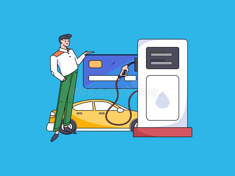 Vector Illustration of People Getting Discounts for Refueling Their ...