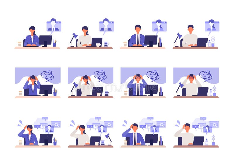 Vector Illustration of People Having Communication Via Telecommuting ...