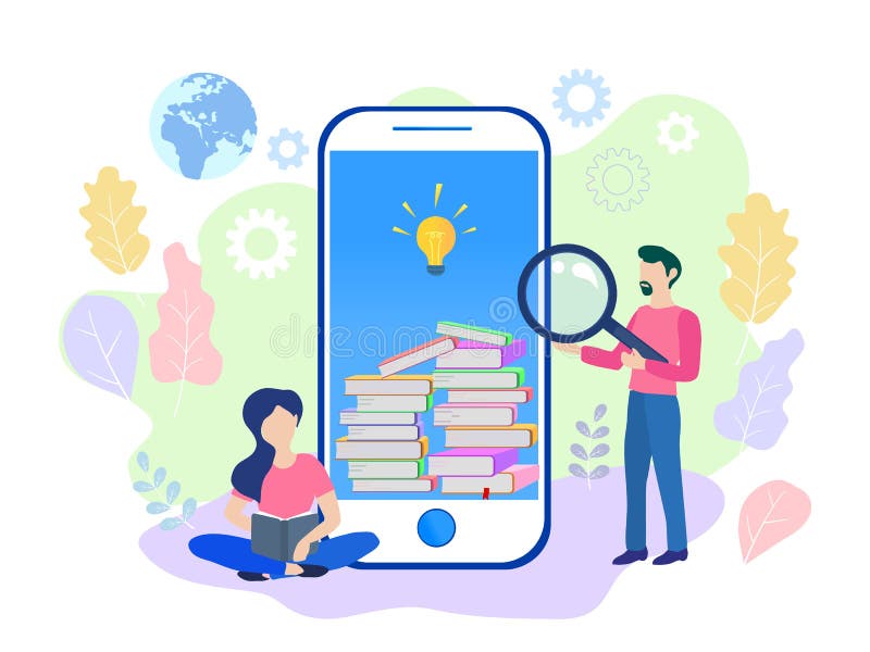 Vector Illustration People Learn and Gain Knowledge. the Creative ...