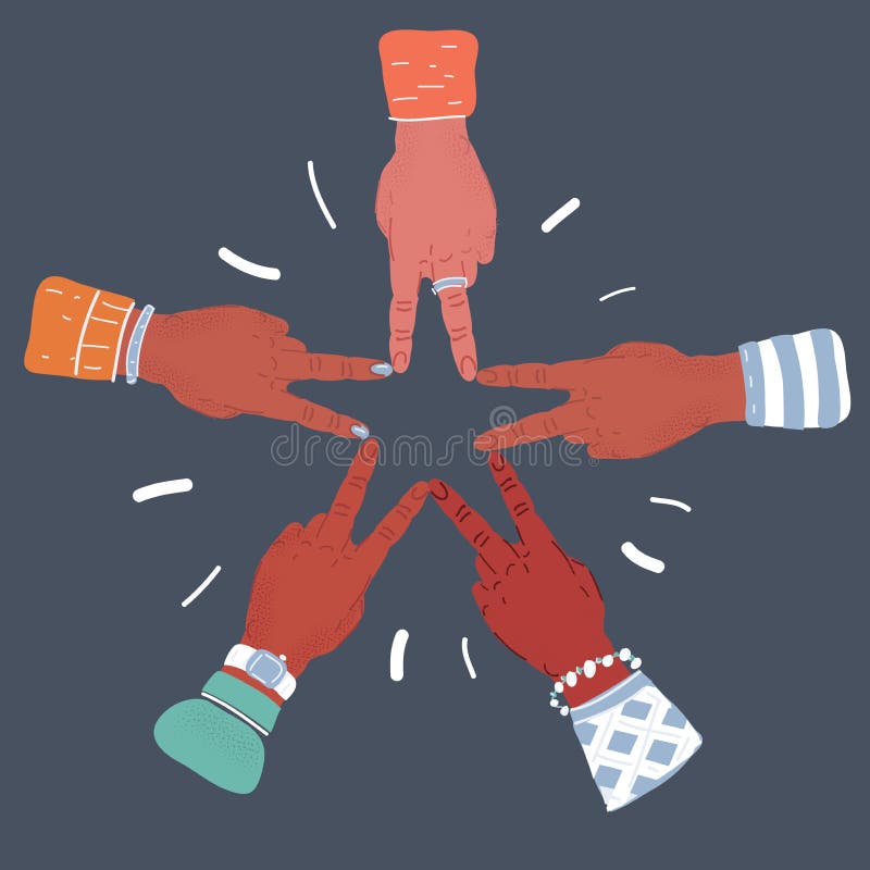 Vector Illustration of People Make Star Shape with Their Fingers on ...