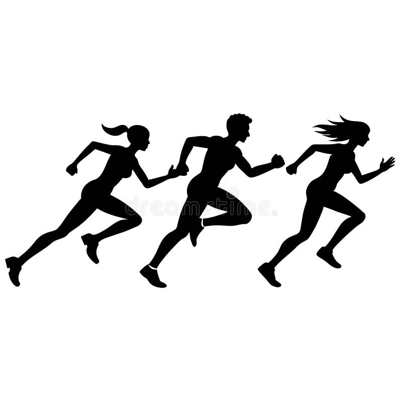 3 People Running Silhouette Stock Vector - Illustration of motion ...