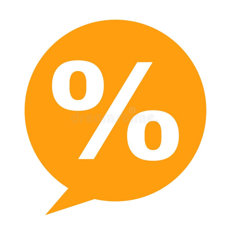 Percent Sign in Orange Bubble Cartoon Doodle Flat Design Vector ...