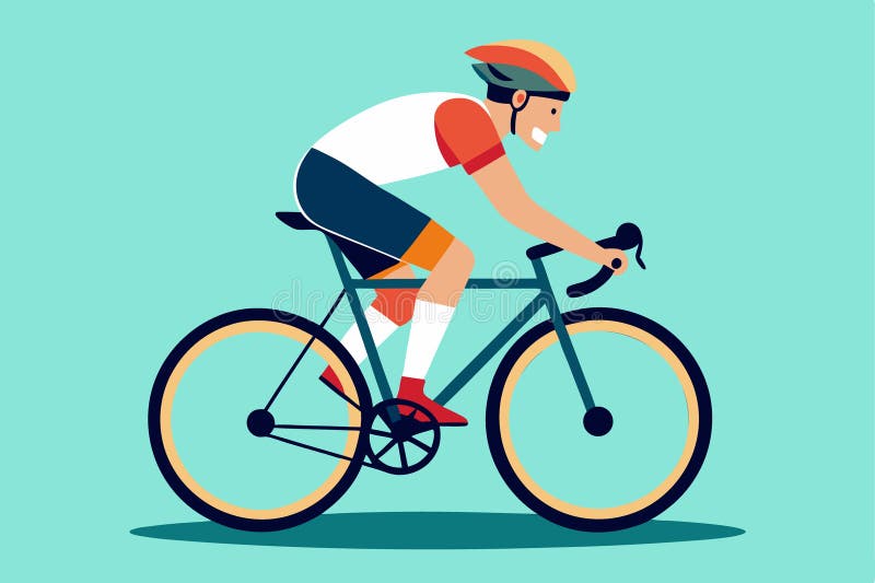 A Person Cycling on a Solid Light Blue Background Vector Stock ...